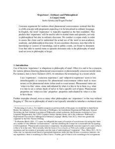 Experience, Ordinary and Philosophical - PhilSci-Archive